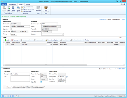 Signing Off and Posting Service Order Lines | Extending Dynamics AX